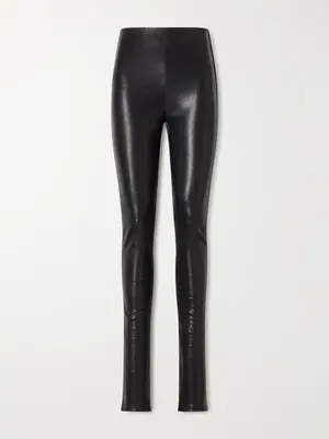 ANN DEMEULEMEESTER Florence Leather Skinny-leg Pants - Black