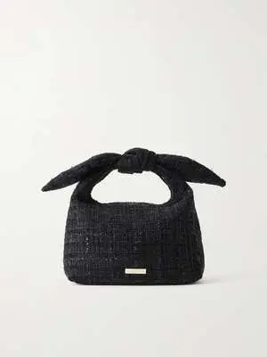 AQUAZZURA Bow Tie Mini Metallic Tweed Tote