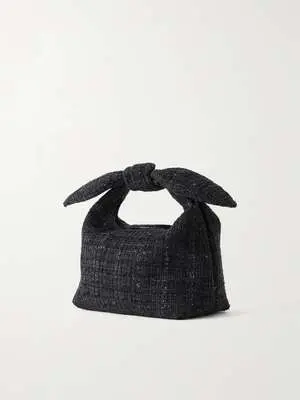 AQUAZZURA Bow Tie Mini Metallic Tweed Tote