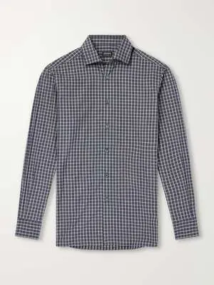 Zegna Centoquaranta Checked Cotton-twill Shirt