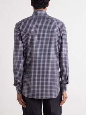 Zegna Centoquaranta Checked Cotton-twill Shirt