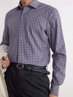 Zegna Centoquaranta Checked Cotton-twill Shirt