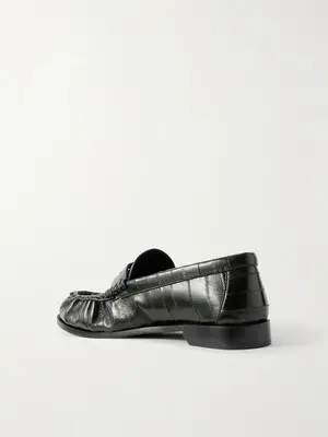 Saint Laurent Monogram Croc-effect Leather Loafers
