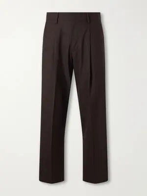 Nn07 Kay 10037 Straight-leg Pleated Woven Trousers - Brown