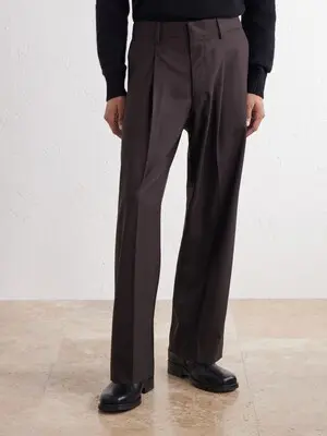 Nn07 Kay 10037 Straight-leg Pleated Woven Trousers - Brown