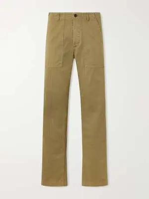 FORTELA Newfatigue Straight-leg Cotton-herringbone Trousers - Green