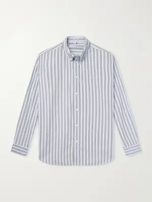 Loewe Striped Cotton-poplin Shirt - Blue