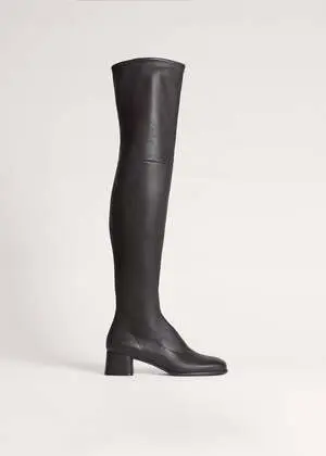 ME+EM Low Block Over Knee Stretch Boot - Dark Chocolate
