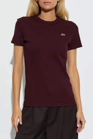 Lacoste Ribbed Cotton T-shirt With Logo Patch