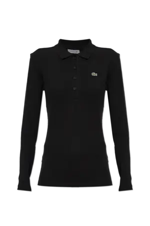 Lacoste Ribbed Long Sleeve Polo - Black