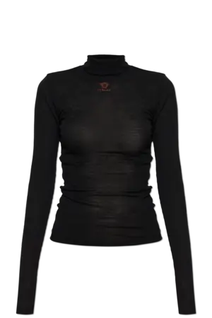 Versace Wool Turtleneck With Embroidered Logo