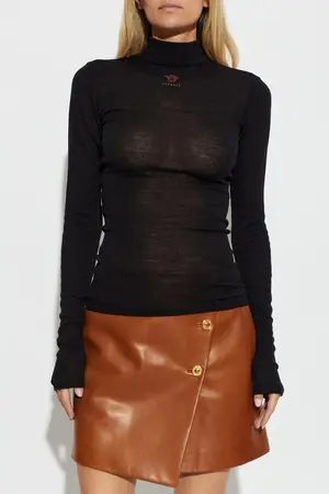Versace Wool Turtleneck With Embroidered Logo
