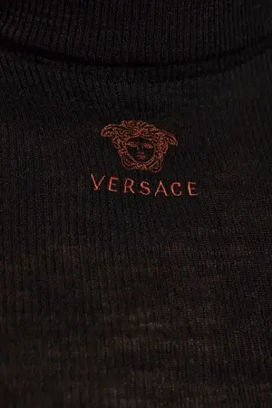 Versace Wool Turtleneck With Embroidered Logo