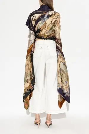 Zimmermann Silk Top With Decorative Side Tie And Multicolor Print