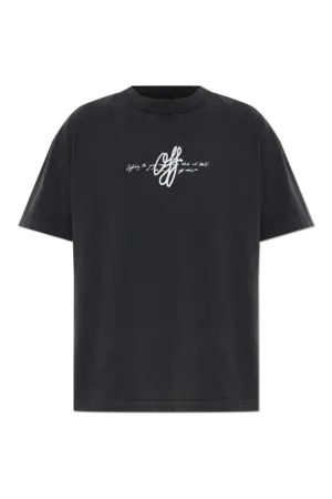 Off-White Oversized Cotton T-shirt With Graphic Print