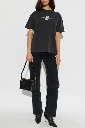Off-White Oversized Cotton T-shirt With Graphic Print