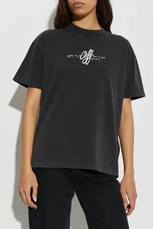 Off-White Oversized Cotton T-shirt With Graphic Print