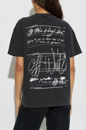 Off-White Oversized Cotton T-shirt With Graphic Print