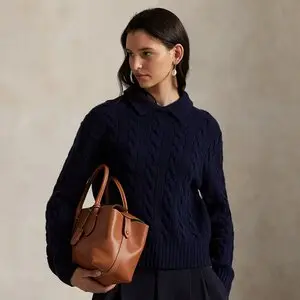 Ralph Lauren Cable-knit Wool-cashmere Polo Sweater Hunter Navy