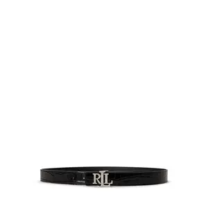 Ralph Lauren Logo Reversible Croc-embossed Belt - Black