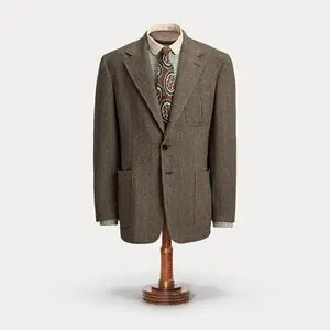 Ralph Lauren Wool-cotton Herringbone Suit Jacket - Brown Multi