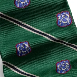 Ralph Lauren Silk Repp Club Tie With Crest Motif - Green