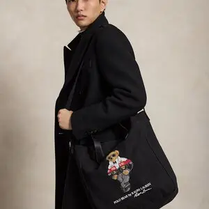 Ralph Lauren Polo Bear Embroidered Canvas Shopper Tote - Black