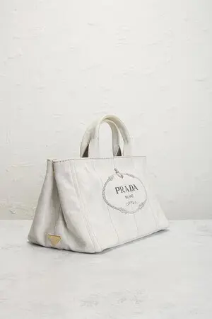 FWRD RENEW Prada Canapa Tote Bag - Grey