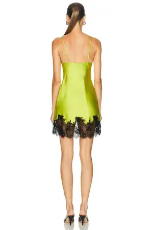 FLEUR DU MAL Juliet Lace Mini Slip Dress - Lime Punch