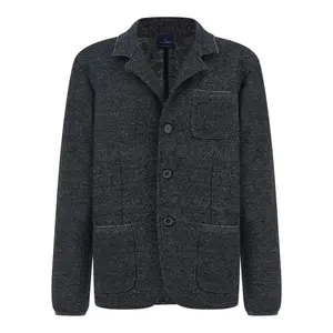 Paul & Shark Wool And Linen Knit Blazer - Blue/white