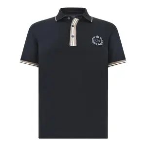 Paul & Shark X-soft Interlock Cotton Polo With Heraldic Embroidery And Striped Details - Blue