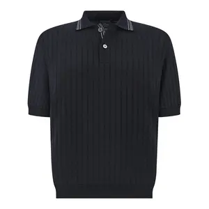 Paul & Shark Summer Wool Polo With Striped Details - Blue