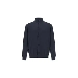 Paul & Shark Cardigan In 140's Superfine Merino Wool - Midnight Navy