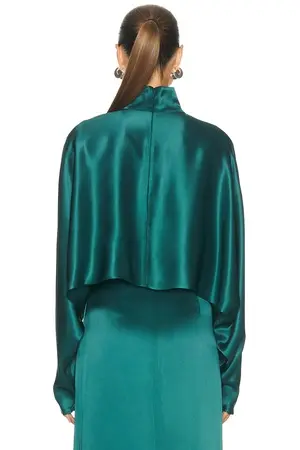 Lapointe Satin Caftan Top - Emerald