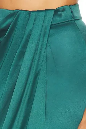 Lapointe Satin Wrap Maxi Skirt - Emerald