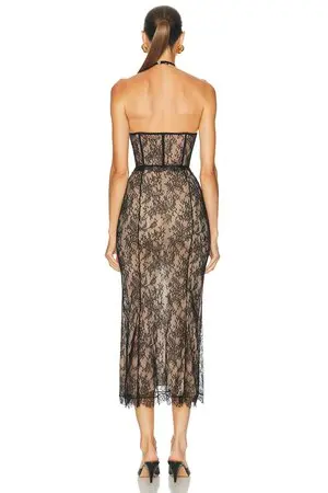Alessandra Rich Chantilly Lace Bustier Evening Dress