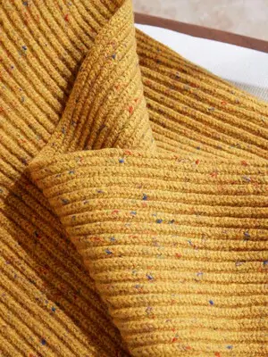 Inis Meáin Fisherman's Ribbed Wool And Cashmere-blend Blanket - Yellow