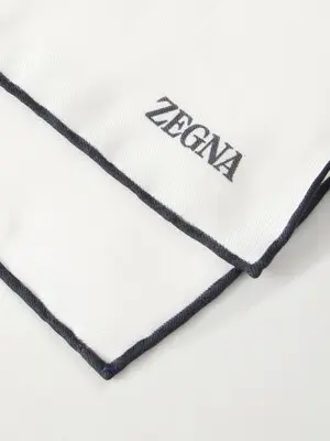 Zegna Logo-print Cotton And Silk-blend Pocket Square