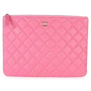 CHANEL Chanel Quilted Caviar Pouch Clutch