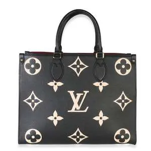 LOUIS VUITTON Beige Bicolor Giant Monogram Empreinte Onthego Mm