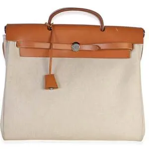 Hermès Natural Toile Vache Calfskin Herbag 39 Mm - Beige