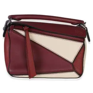 Loewe Wine Garnet Tricolor Calfskin Puzzle Bag - Red