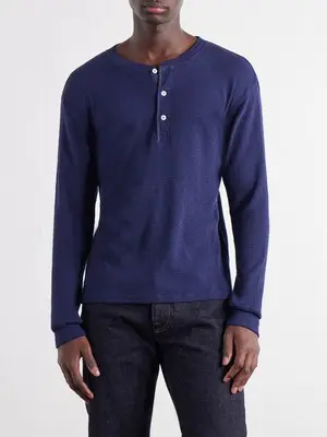 FORTELA Amish Waffle-knit Cotton-jersey Henley T-shirt