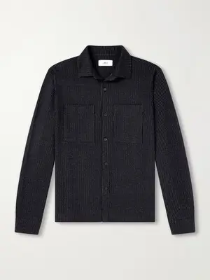 Mr P. Pinstriped Cotton-blend Jersey Shirt - Black