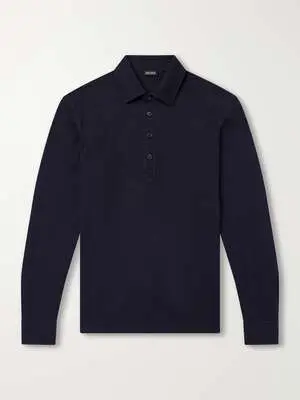 Zegna Cotton And Silk-blend Piqué Polo Shirt