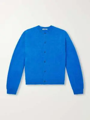 Auralee Garment-dyed Alpaca Cardigan - Blue