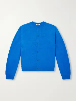 Auralee Garment-dyed Alpaca Cardigan - Blue