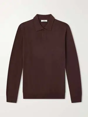 Mr P. Cashmere Polo Sweater - Brown