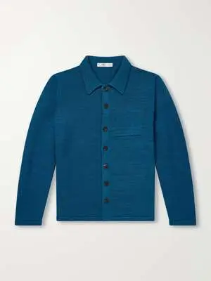 Inis Meáin Merino Wool And Linen-blend Cardigan - Blue