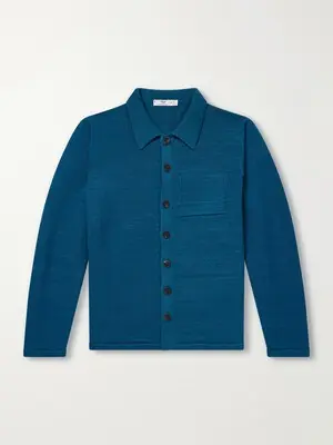 Inis Meáin Merino Wool And Linen-blend Cardigan - Blue